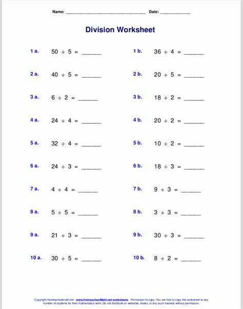 Image result for Basic Math Facts Division Worksheet