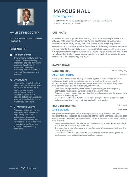 Image result for Data Engineer Resume Examples