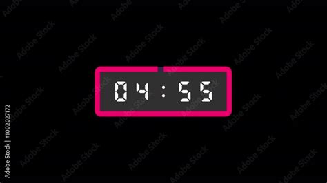 Digital 5 minutes countdown animation, five minutes timer countdown ...
