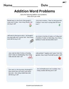 Image result for Basic Math Word Problems Worksheet