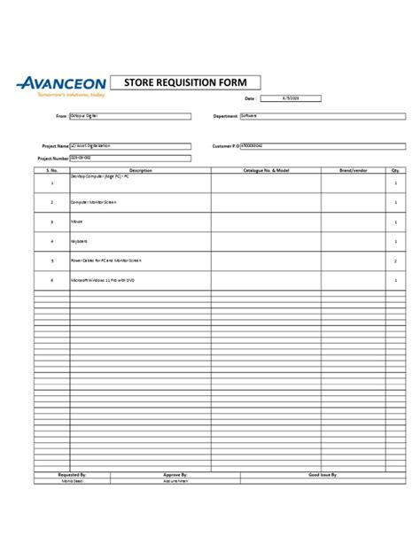 Image result for Store Requisition Form