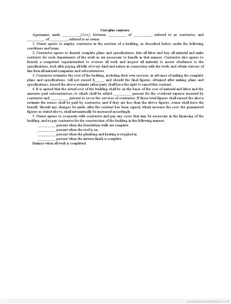 Image result for Cost Plus Percentage Contract Examples