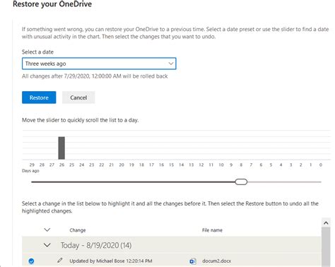 Image result for One Drive Restore Setting