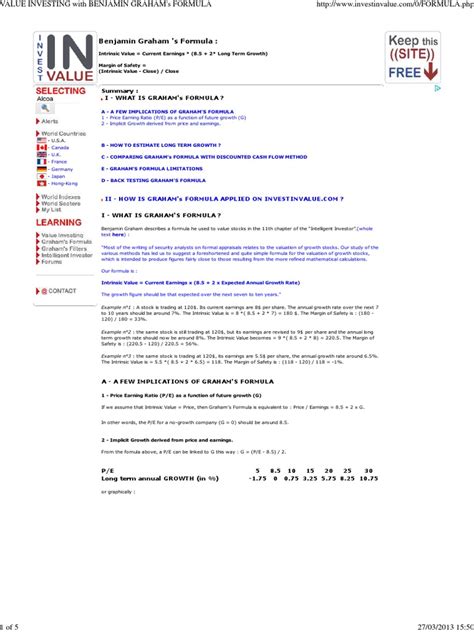 Image result for Benjamin Graham Value Formula