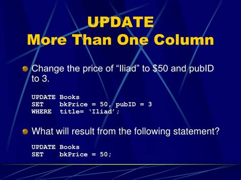 Image result for SQL Statements and Tables Examples