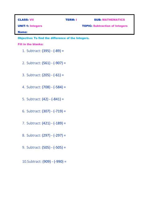Image result for Math Integers Worksheets