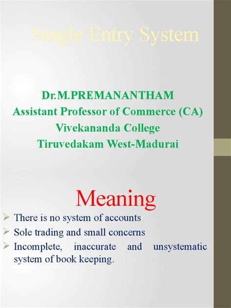 Image result for Single Entry System Meaning