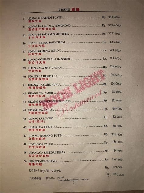 Image result for Moonlight Menu