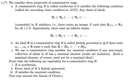 Solved (∗) We consider three properties of commutative | Chegg.com