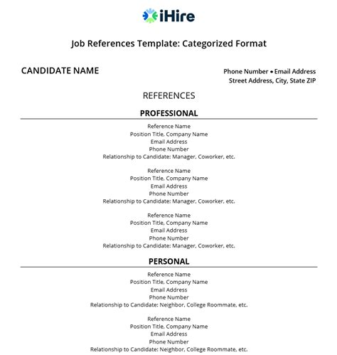Image result for Job Interview Reference Page