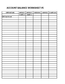Image result for Checking Account Balance Worksheet