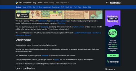 Image result for Learn Python Basics Website
