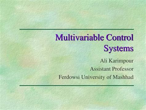 Image result for Multivariable Control