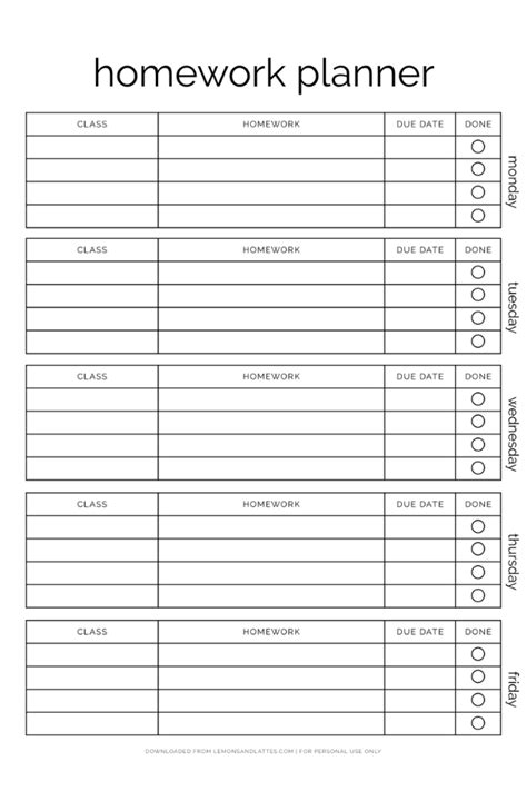 Image result for Homework Log Template