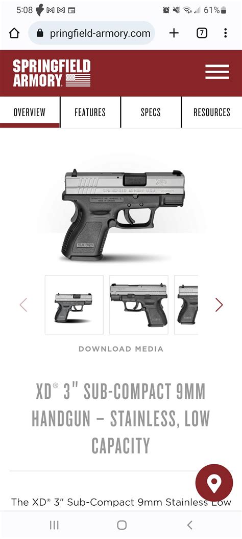 Image result for Springfield XD9 Subcompact