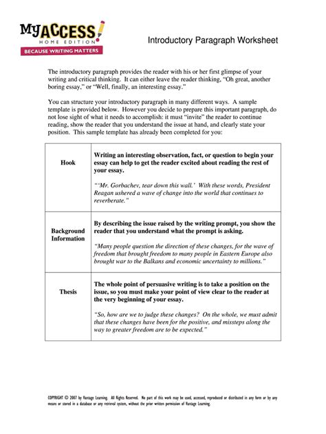 Image result for Writing Introduction Paragraph Worksheet