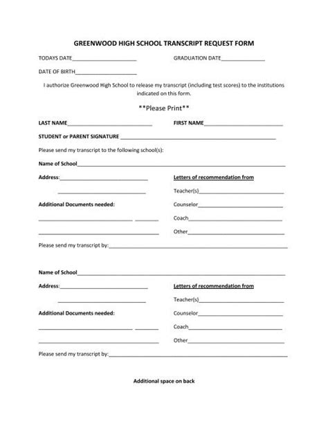Image result for High School Transcript Request Form