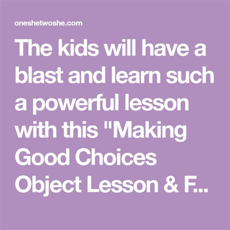 Image result for Object Lesson On Life Choices