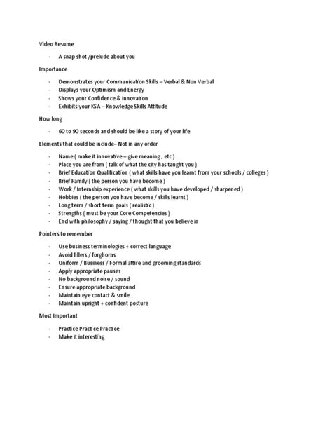 Image result for Video Resume Sample