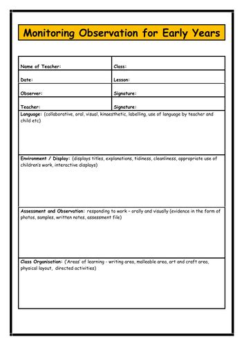Image result for Lesson Observation Form UK