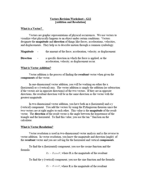 Image result for Vector Class 12 Revision Sheet