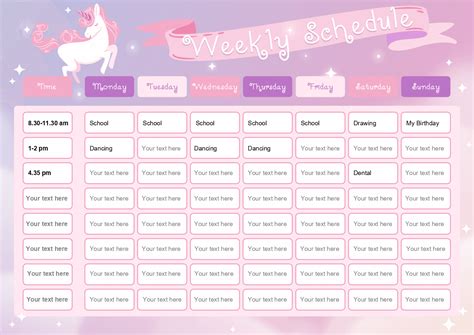 Image result for Example of a Schedule