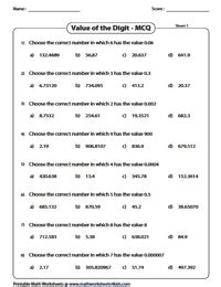 Image result for Multiple Choice Place Value Worksheets