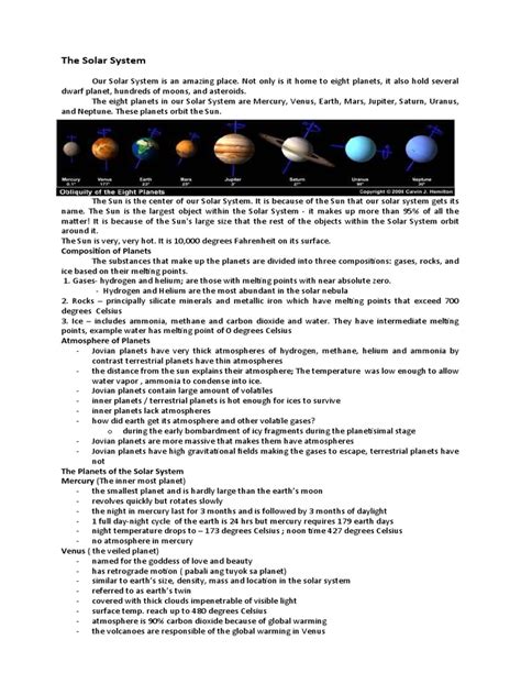 Image result for Solar System Notes PDF Download