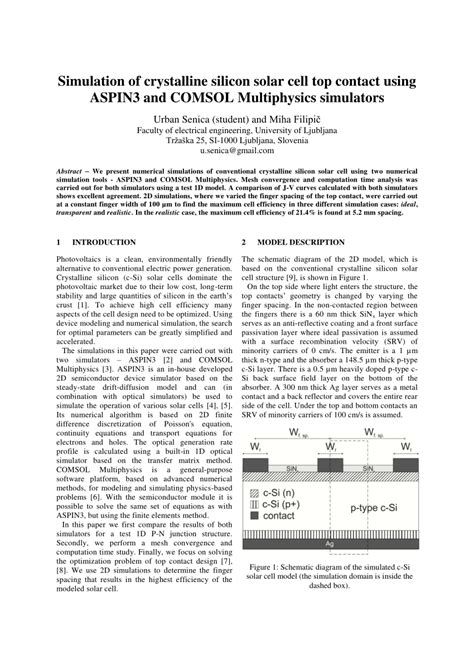 Image result for COMSOL Multiphysics Solar Cell