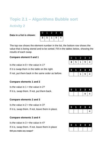 Image result for Bubble Sort Activity
