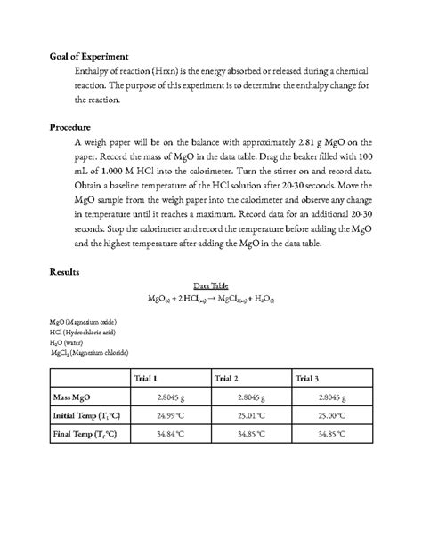 Image result for Lab Enthalpy Student Guide