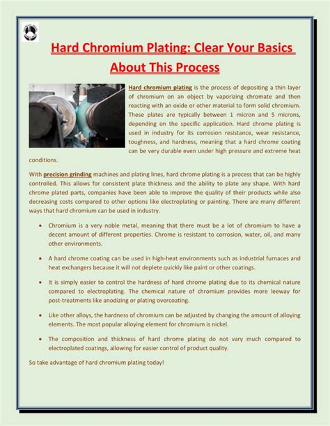 Image result for Hard Chrome Plating Process PDF