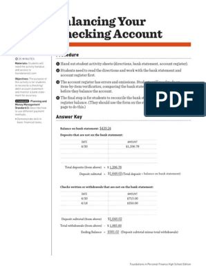 Image result for Checking Account Balance Worksheet