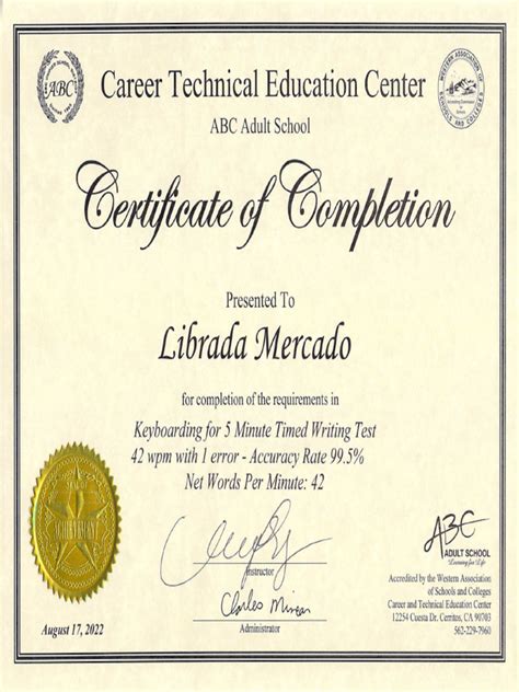 Typing Certificate | PDF