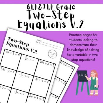 Image result for 2 Step Equations Worksheet 7th Grade Math PDF