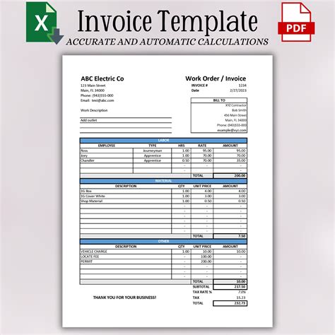 Image result for Free Contractor Invoice Form Templates