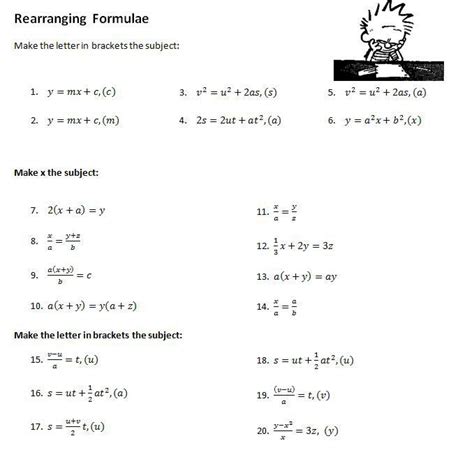 Image result for Rearranging Formula Worksheet with Example