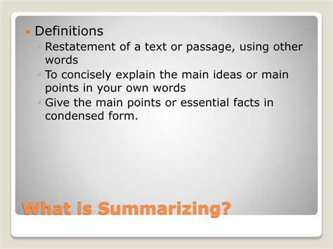 Image result for Summarizing Definition