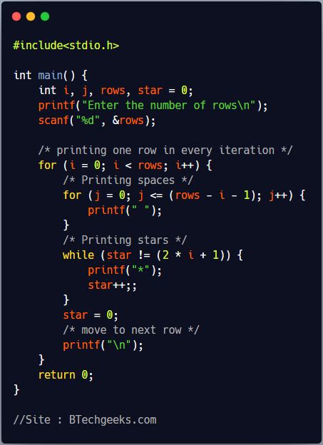 Image result for C Program to Print Pyramid of Stars