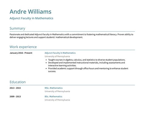 Image result for Academic CV Format PDF