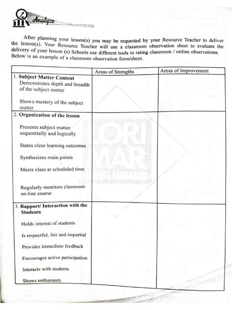 Image result for Lesson Observation Sheet