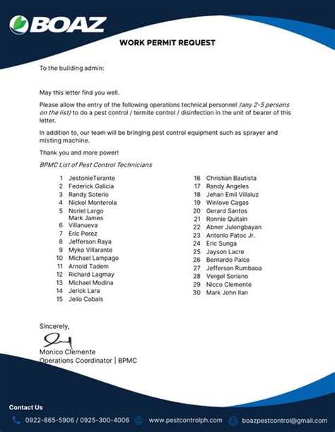 Image result for Work Permit Request Form