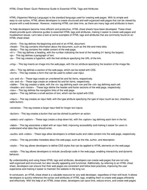 Image result for HTML Code List PDF