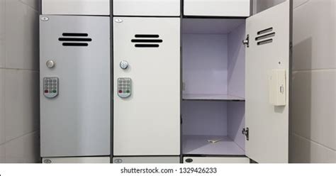 White Lockers Electric Security Code Locks Stock Photo 1329426233 ...