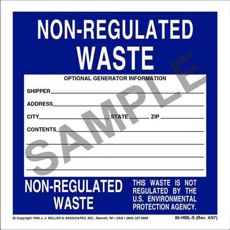 Image result for Non-Regulated Waste Label
