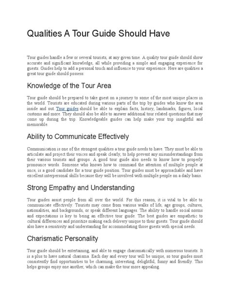 Image result for Examples of Objective for a Tour Guide