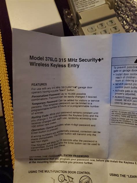 Image result for Chamberlain Wireles Video Keypad Card Program