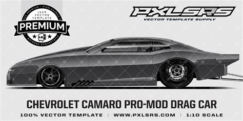 Chevrolet Camaro Pro-Mod Drag Car 'Premium' Vector Template - Pixelsaurus