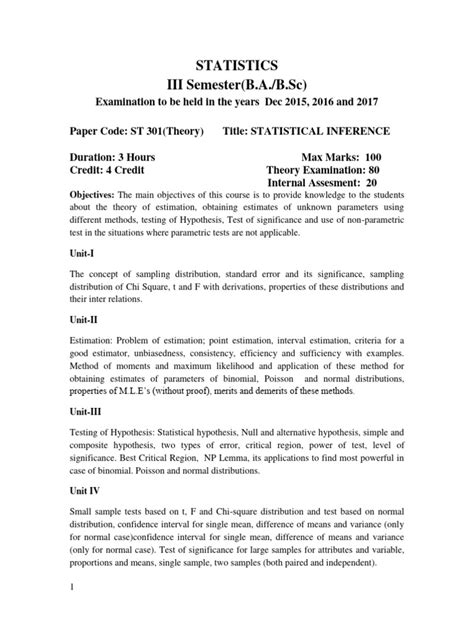 Image result for BSc Statistics Syllabus