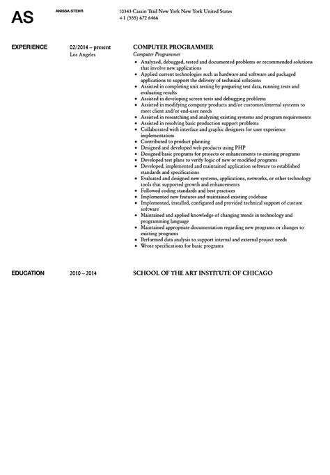 Image result for Computer Programmer Resume Sample